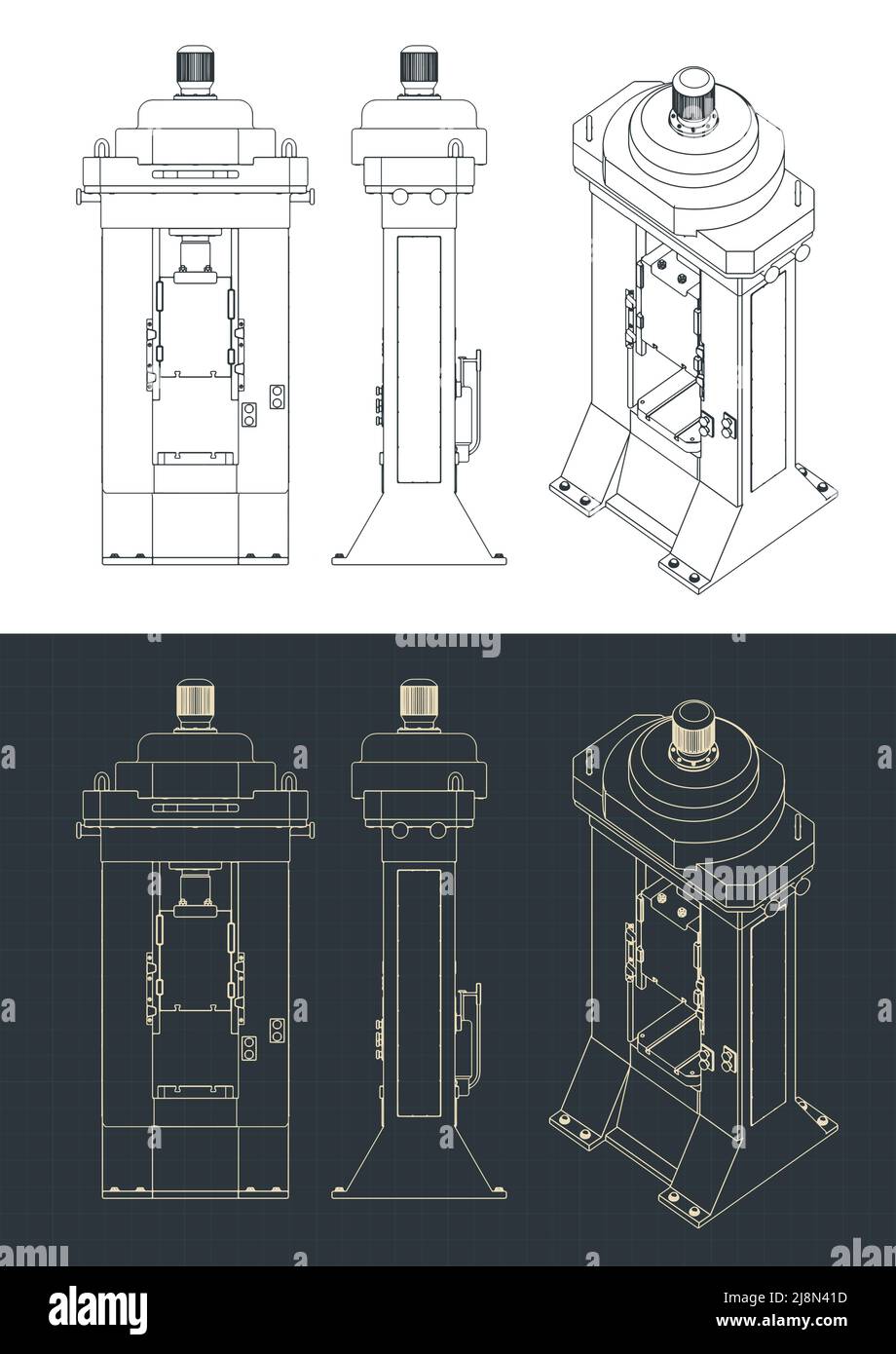 Stylized vector illustration of drawings of punch machine Stock Vector ...