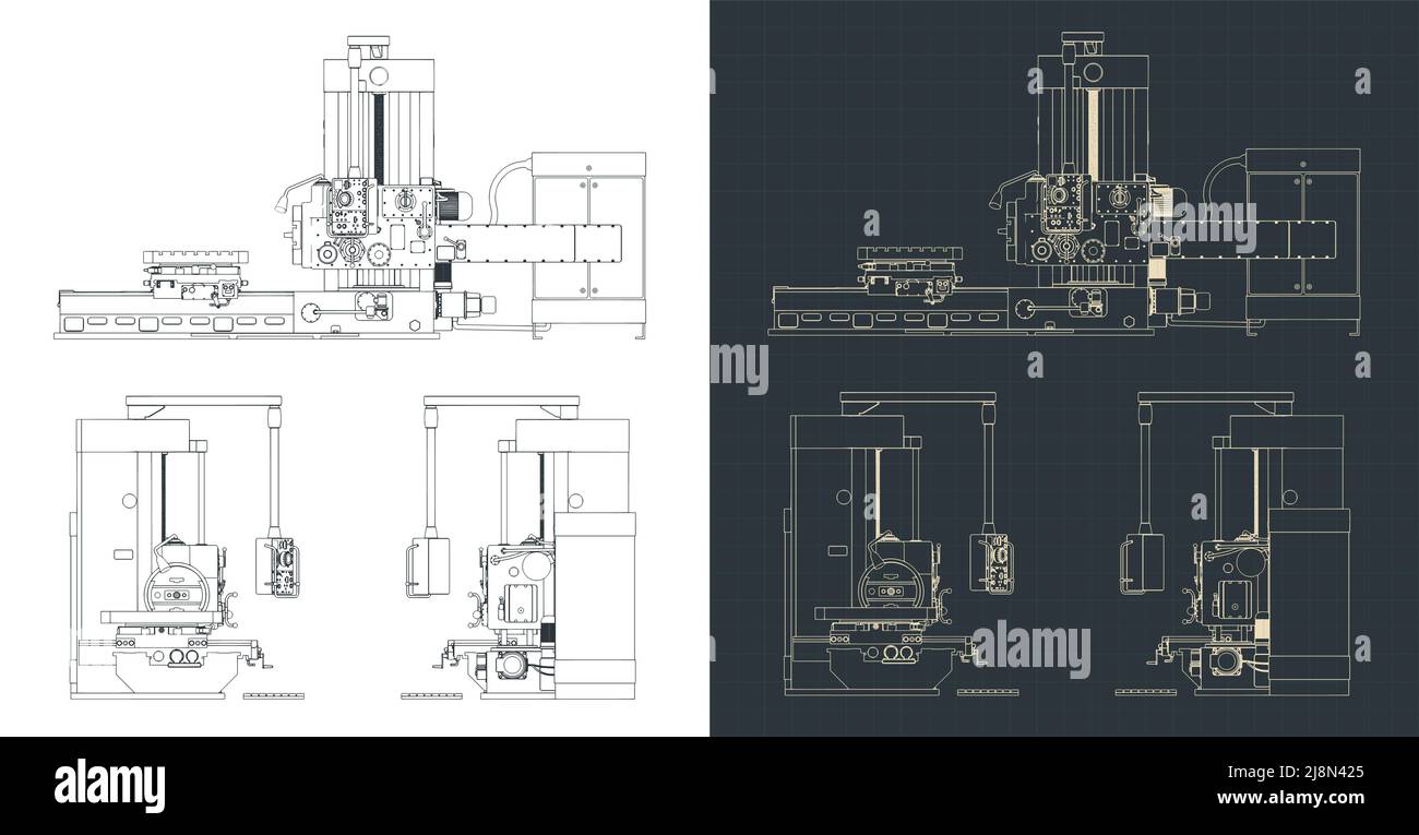 Stylized vector illustration of blueprints of milling CNC machine Stock Vector Image & Art - Alamy