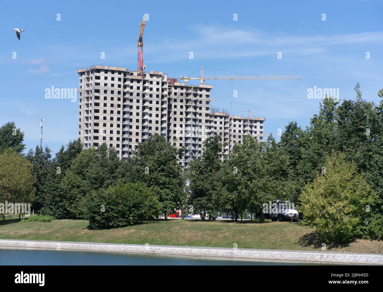 edge of home building on sky background at dry sunny summer day Stock ...