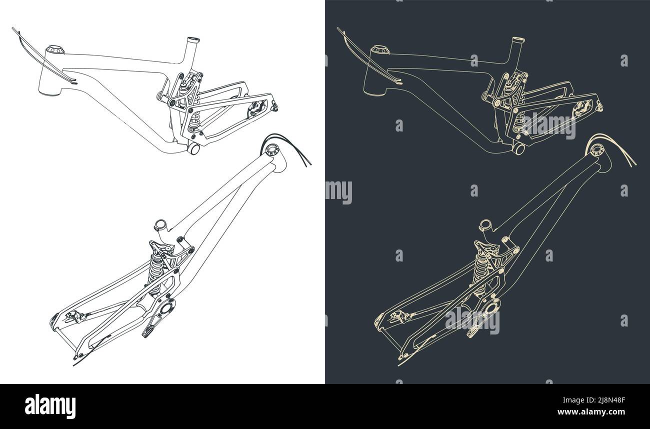 Stylized vector illustration of drawings of bicycle frame Stock Vector ...