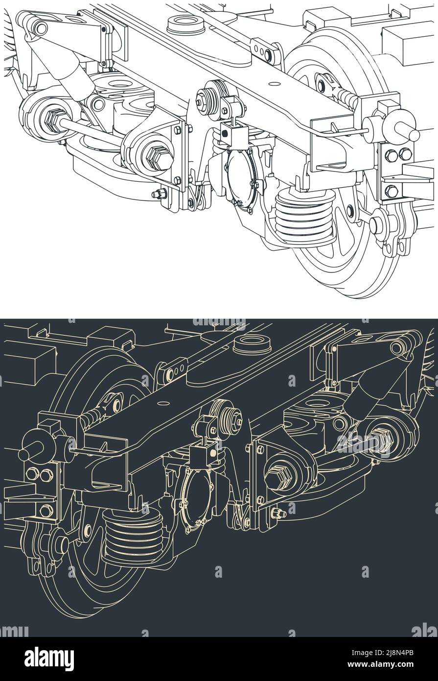 Stylized vector illustration of railway bogie close up Stock Vector ...