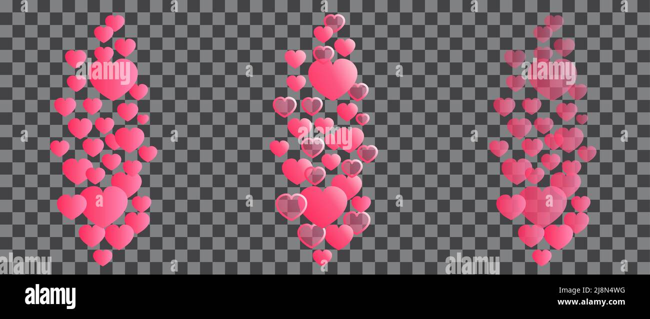 Live like Set of hearts Social media concept Flying gradient hearts on ...