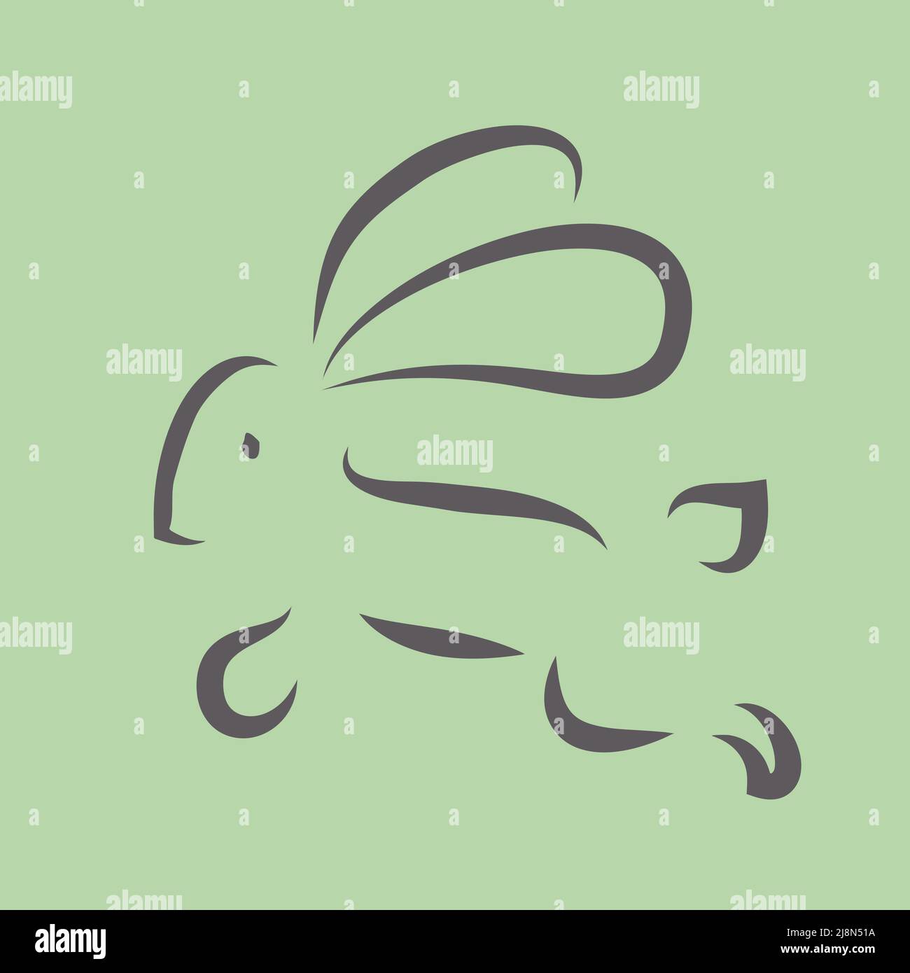 green background with running hare in abstract style Stock Vector Image ...