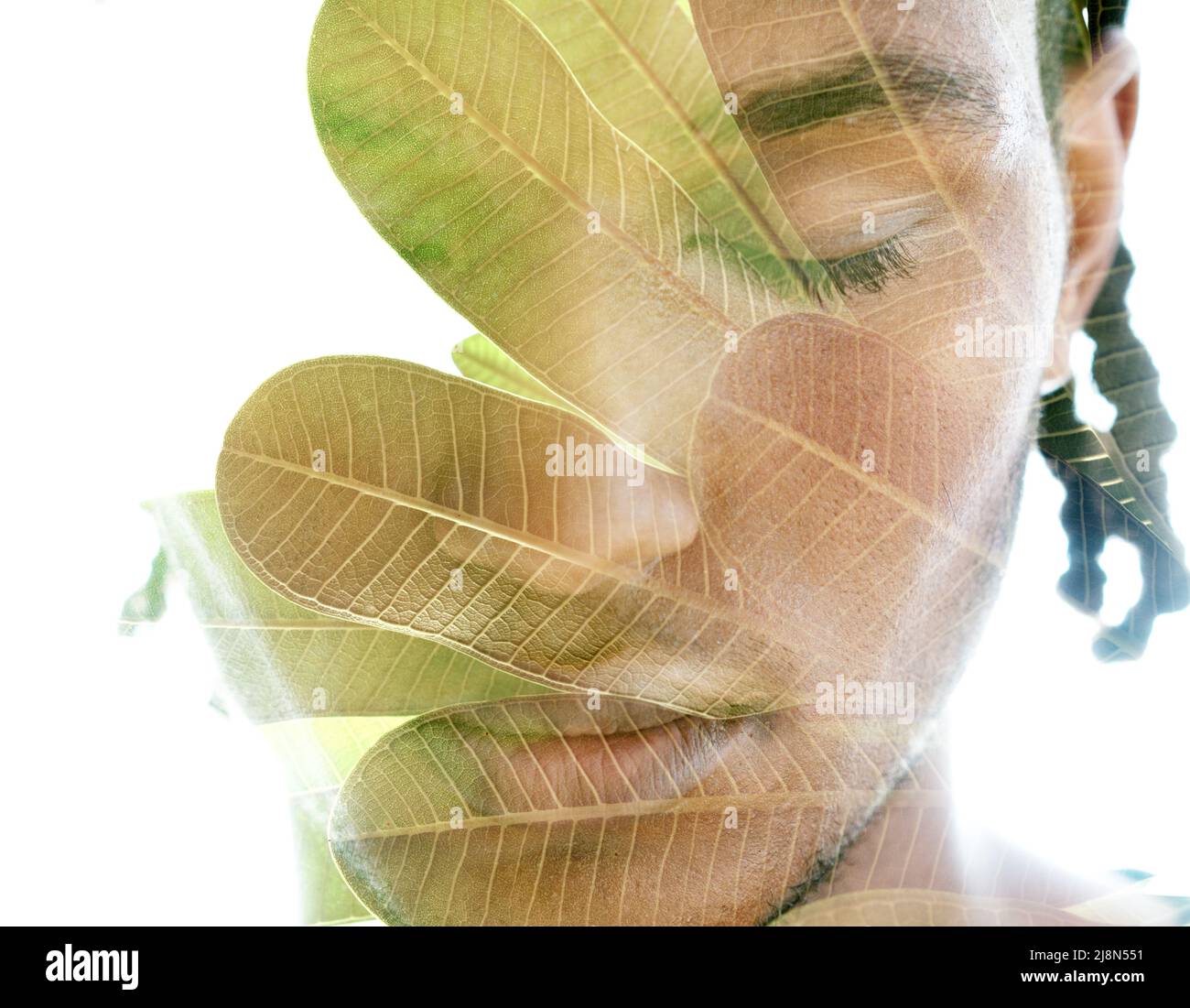 A portrait of a man being aware of his unity with nature Stock Photo ...