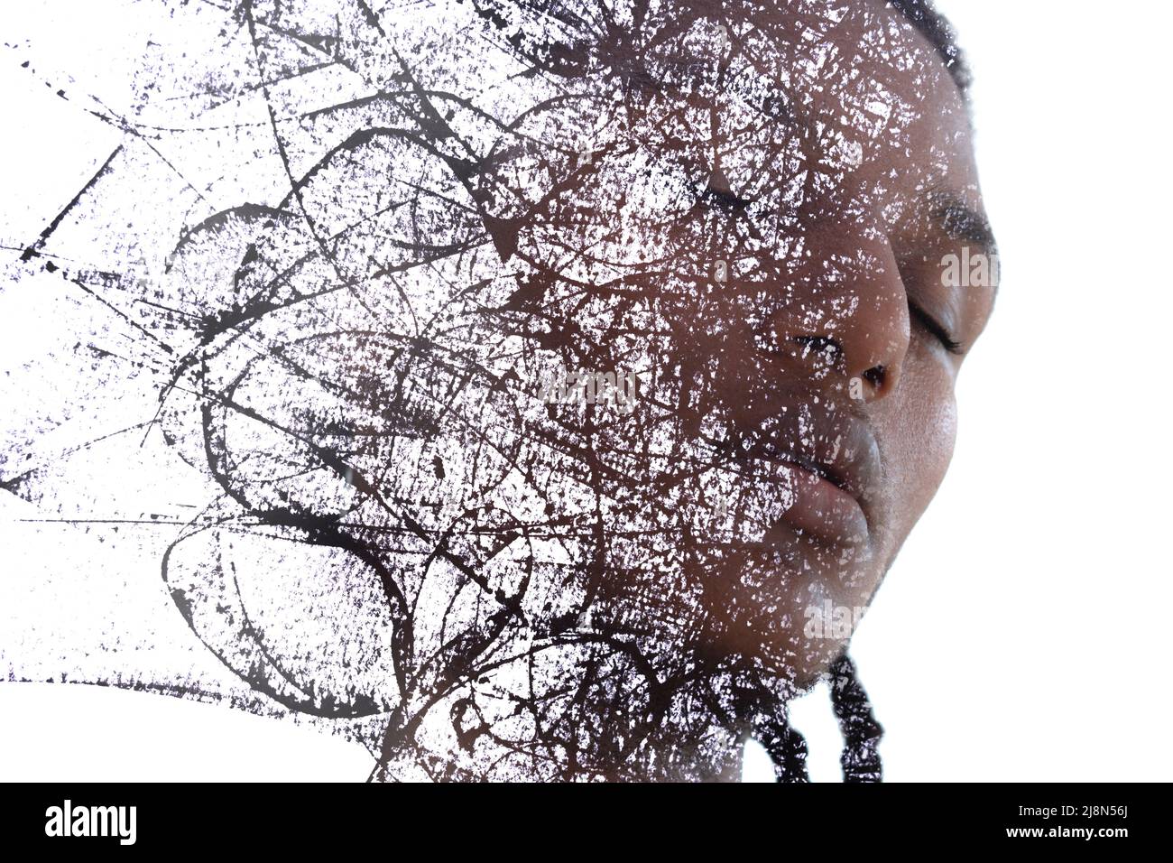 Paintography. A portrait of a young man depicting a concept of ...