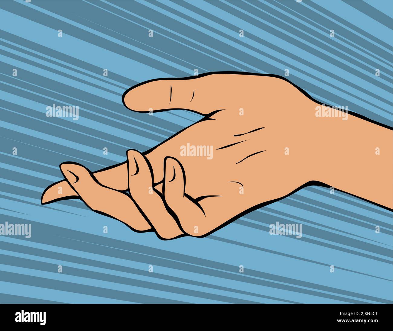 Female hand outline. Hand gesture. Vector cartoon hand drawn color ...