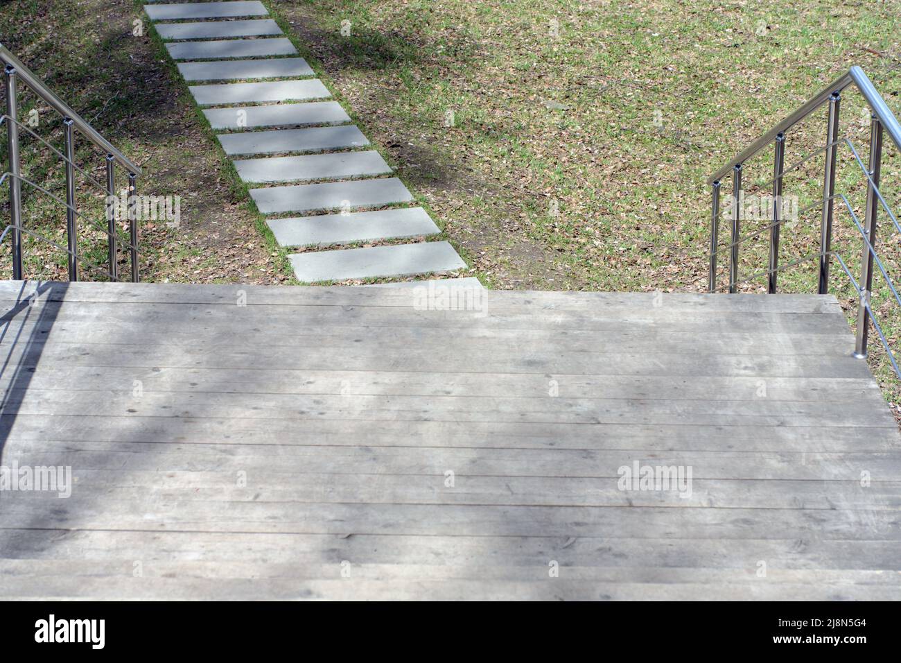 wooden stairs in park at dry sunny summer day Stock Photo - Alamy