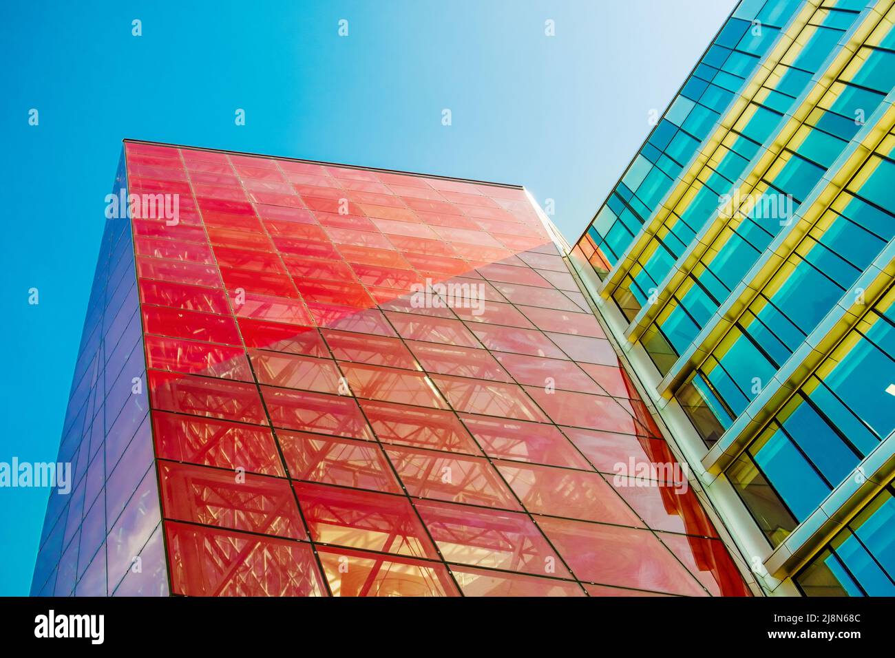 Abstract geometric background. Modern glass building. Bottom view Stock ...