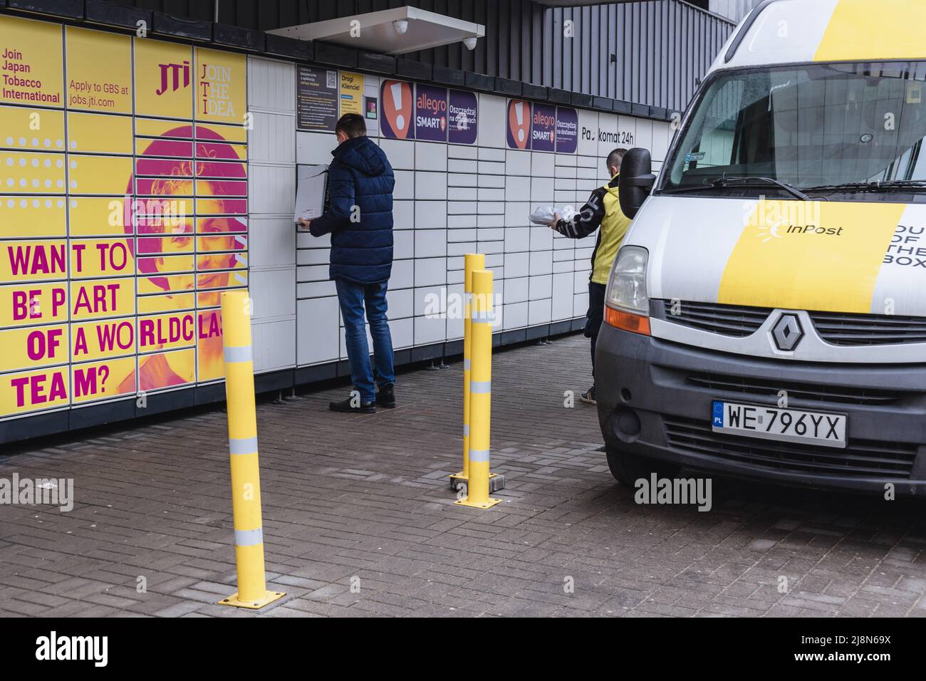 InPost courier truck and InPost parcel lockers in Warsaw, capital of ...