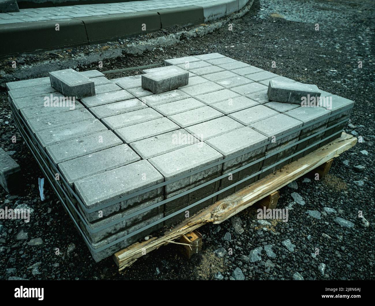 A stack of paving slabs for sidewalk construction Stock Photo - Alamy