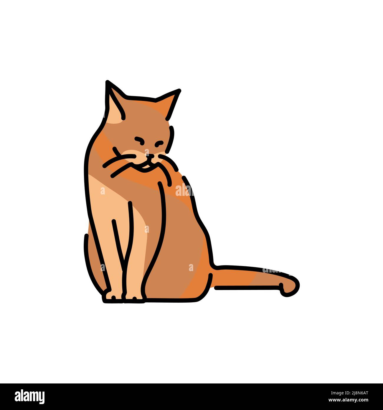Cat enjoy rest color line icon. Pictogram for web page Stock Vector ...