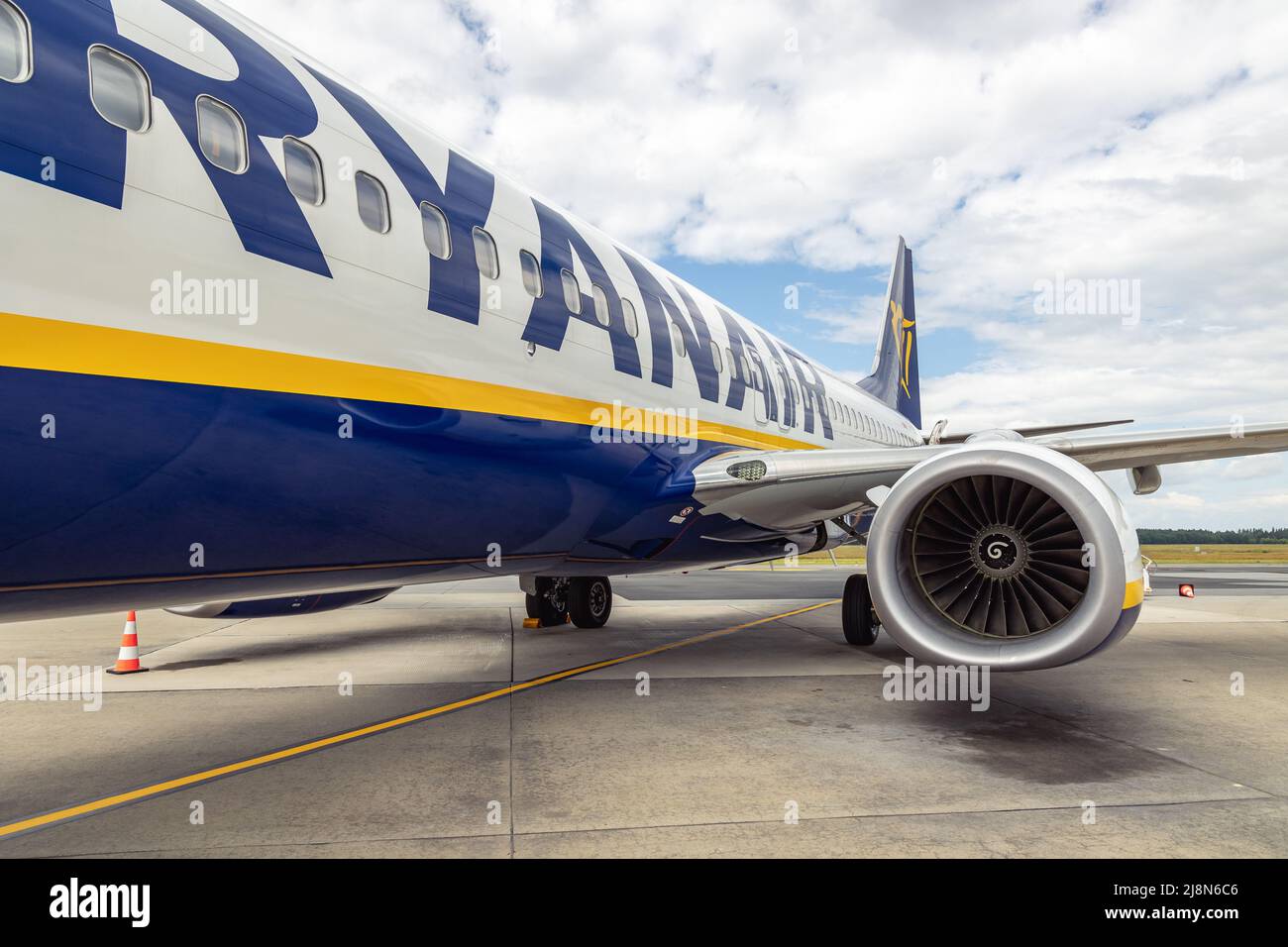 Ryanair Boeing 737-800 plane on Warsaw Modlin Airport in Moldin town ...