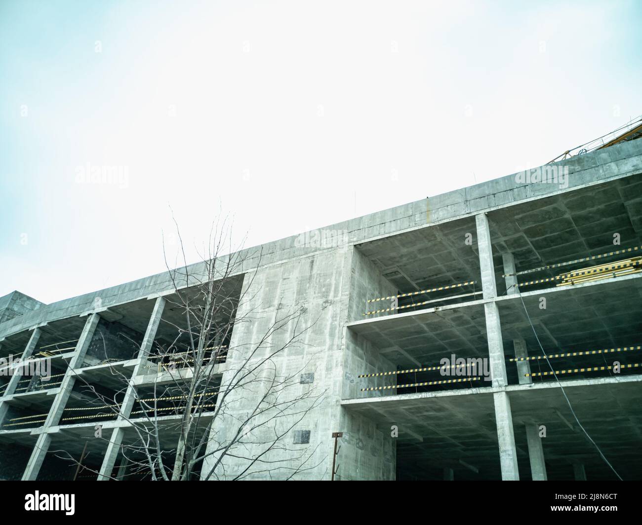 Construction of a multi-level parking for cars. Monolithic concrete ...