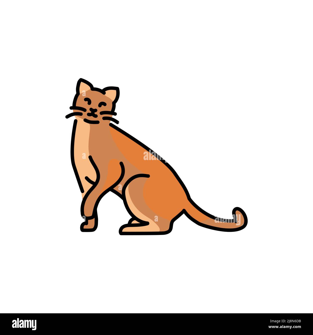 Happy cat sitting color line icon. Pictogram for web page Stock Vector ...