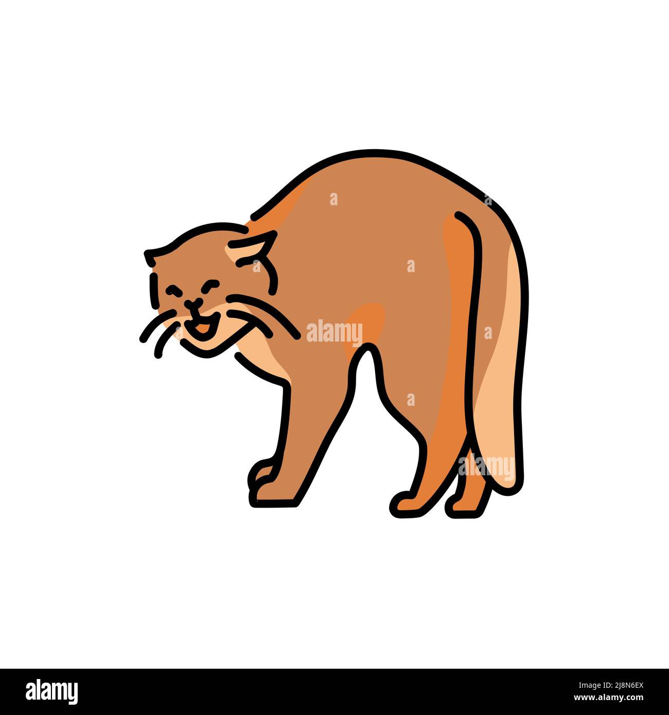 Standing angry cat color line icon. Pictogram for web page Stock Vector ...