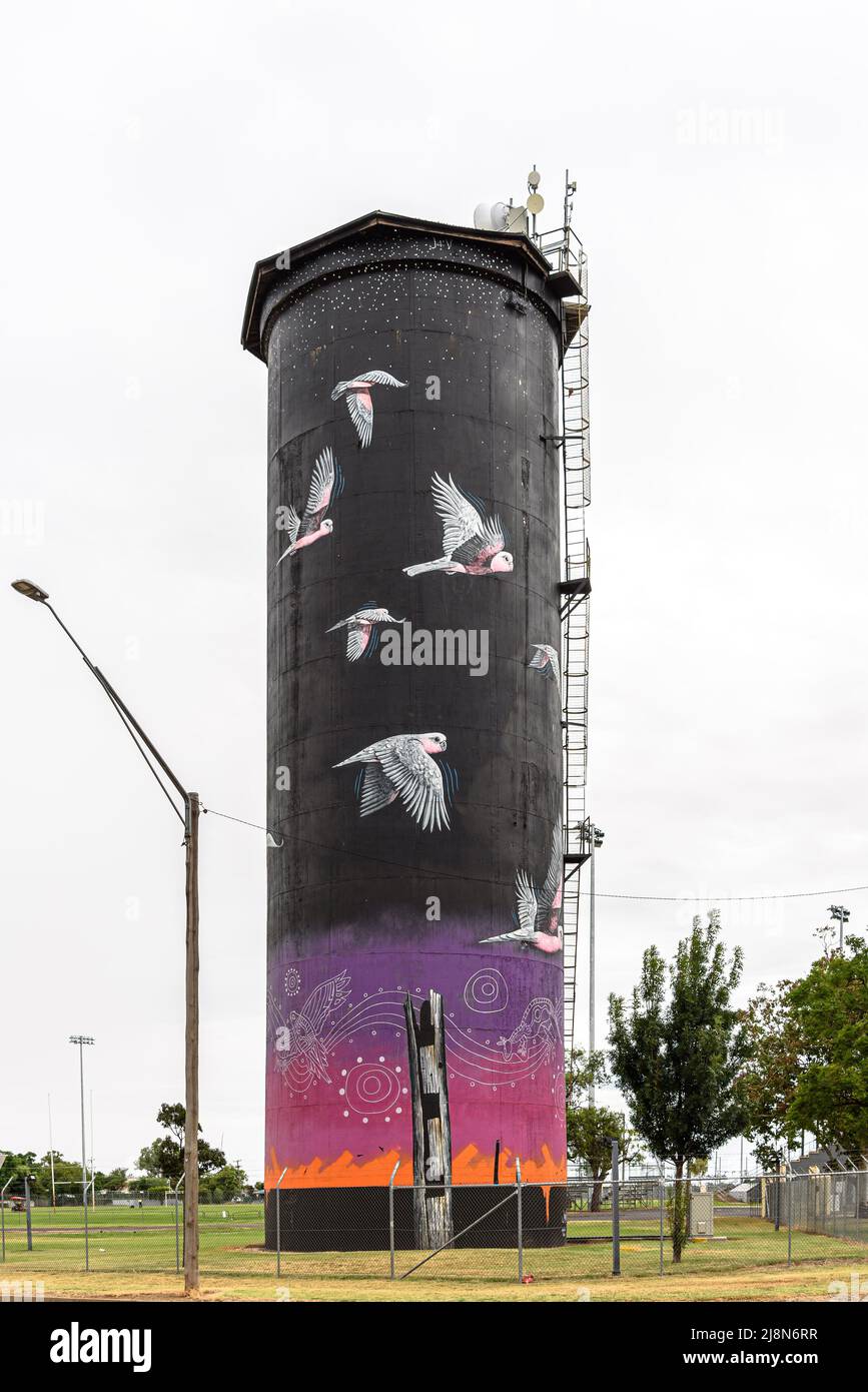 The painted water tower in Coonamble featuring art by John Murray Stock ...