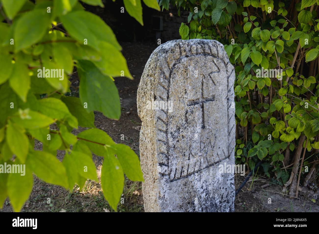 Gravestone in Palace architectural park and Botanical garden complex in ...