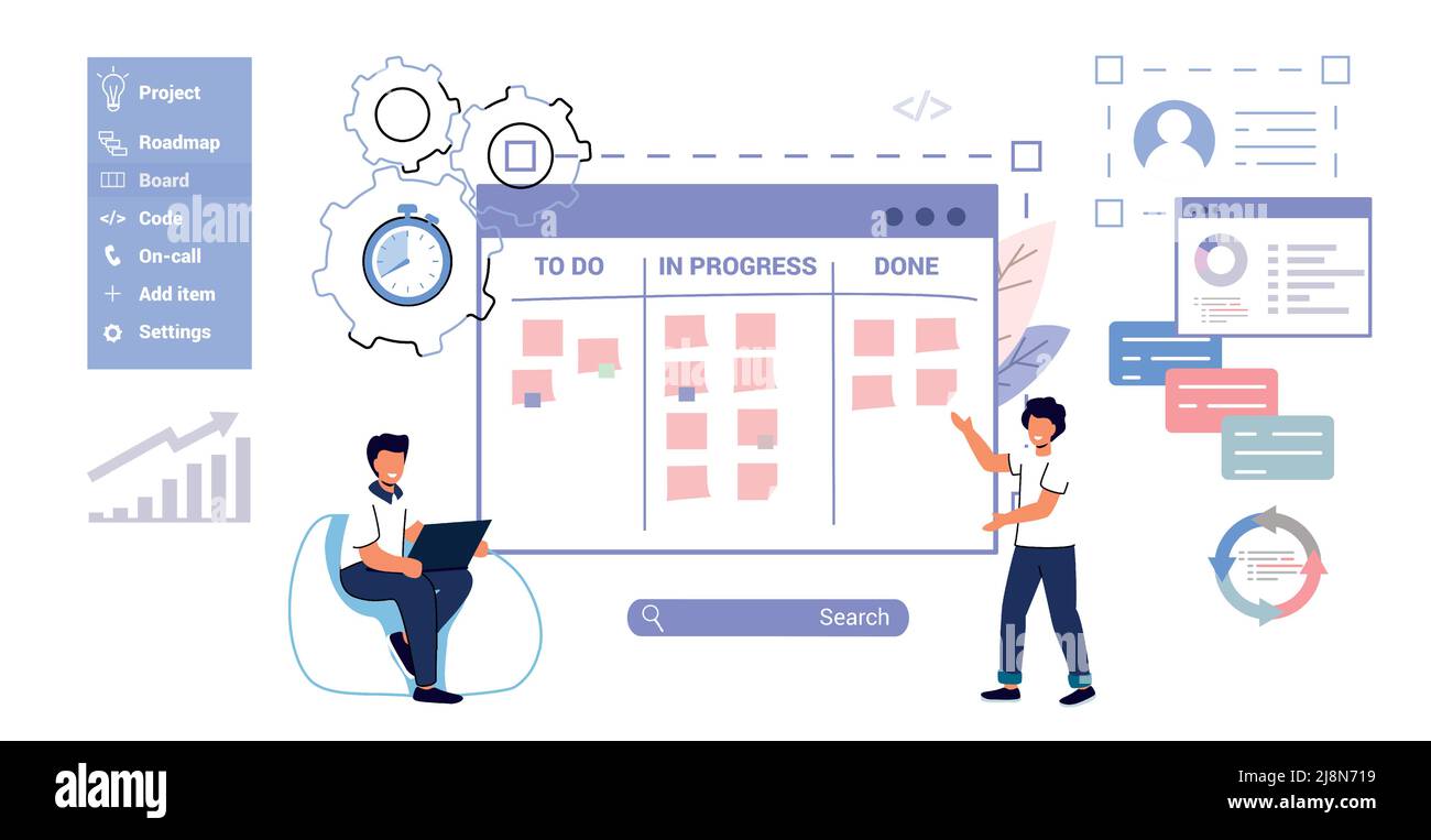 Scrum task board Agile organizer with people sticking papers on it ...