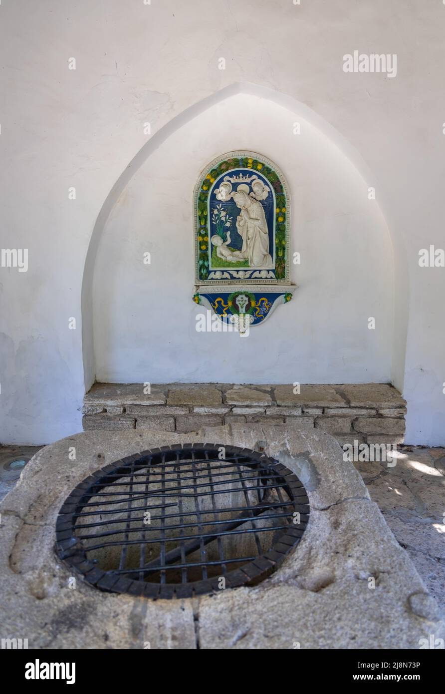 Religious decor over silver well in Palace architectural park and ...