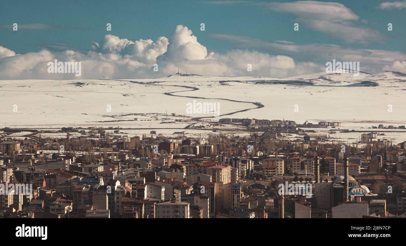 Kars, Turkey - February 23, 2022: Kars city view in winter from the ...