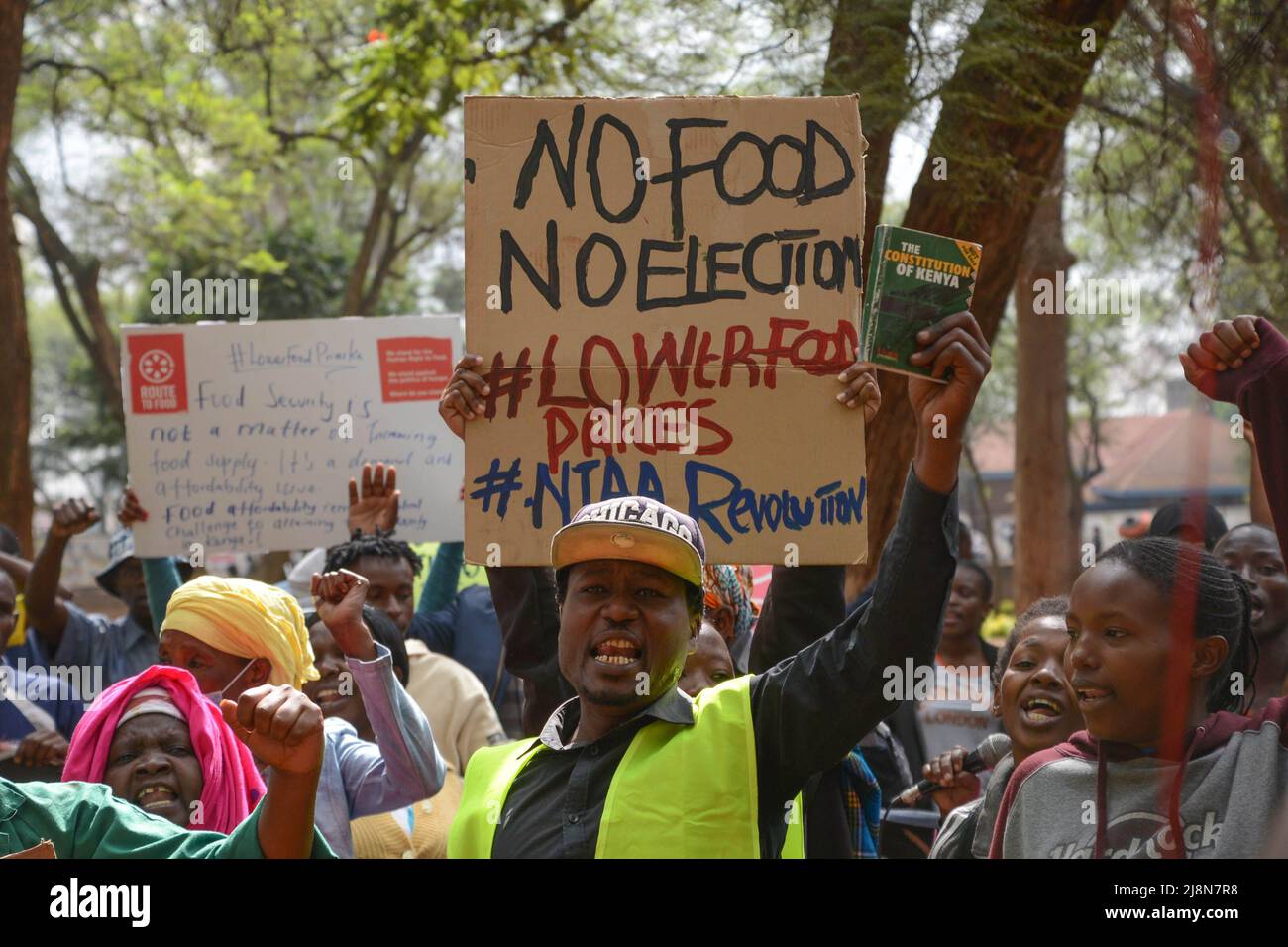 Nairobi, Kenya. 17th May, 2022. A protester chants slogans while ...