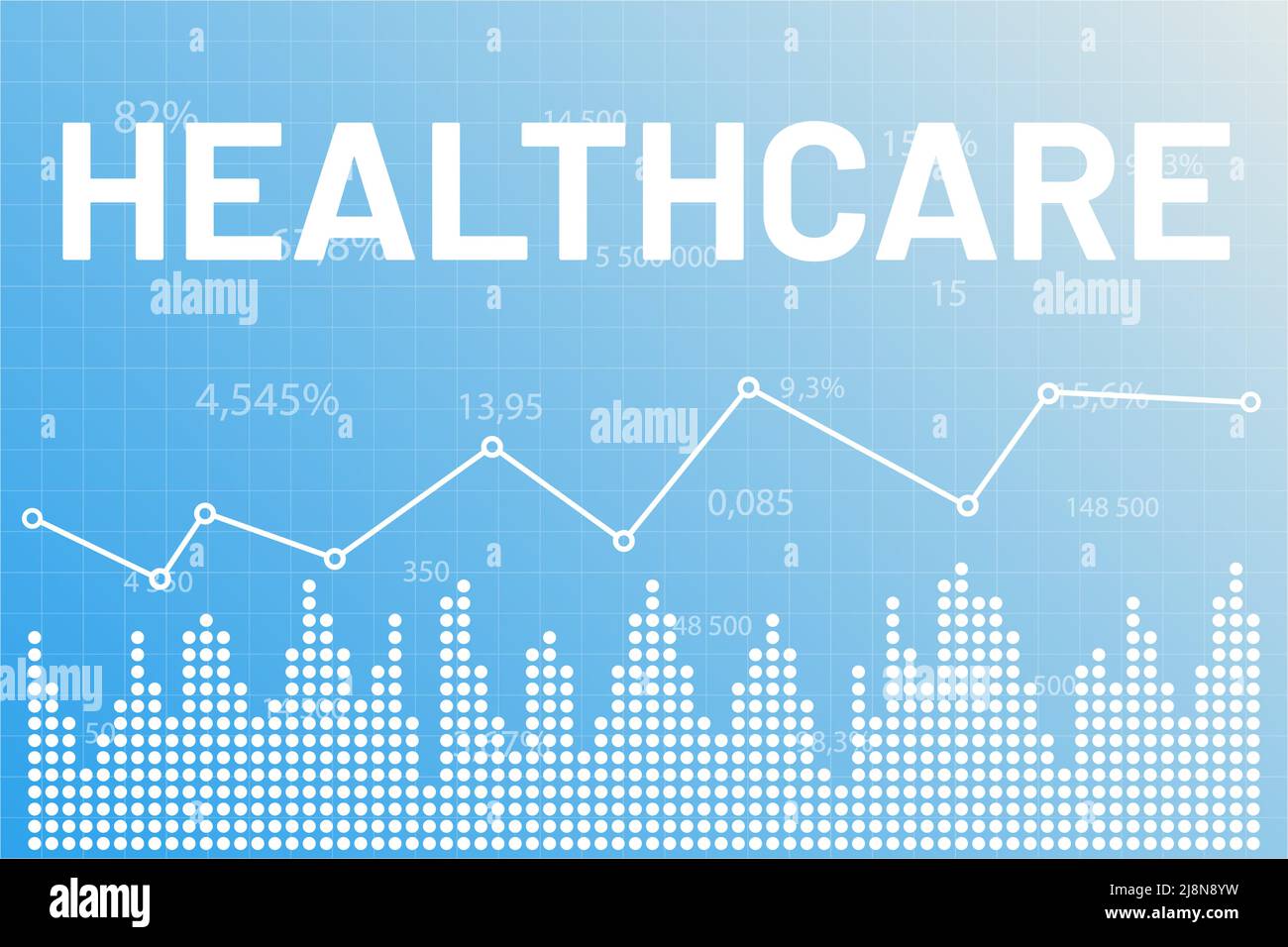 Sector Healthcare on stock market graph on blue finance background with ...