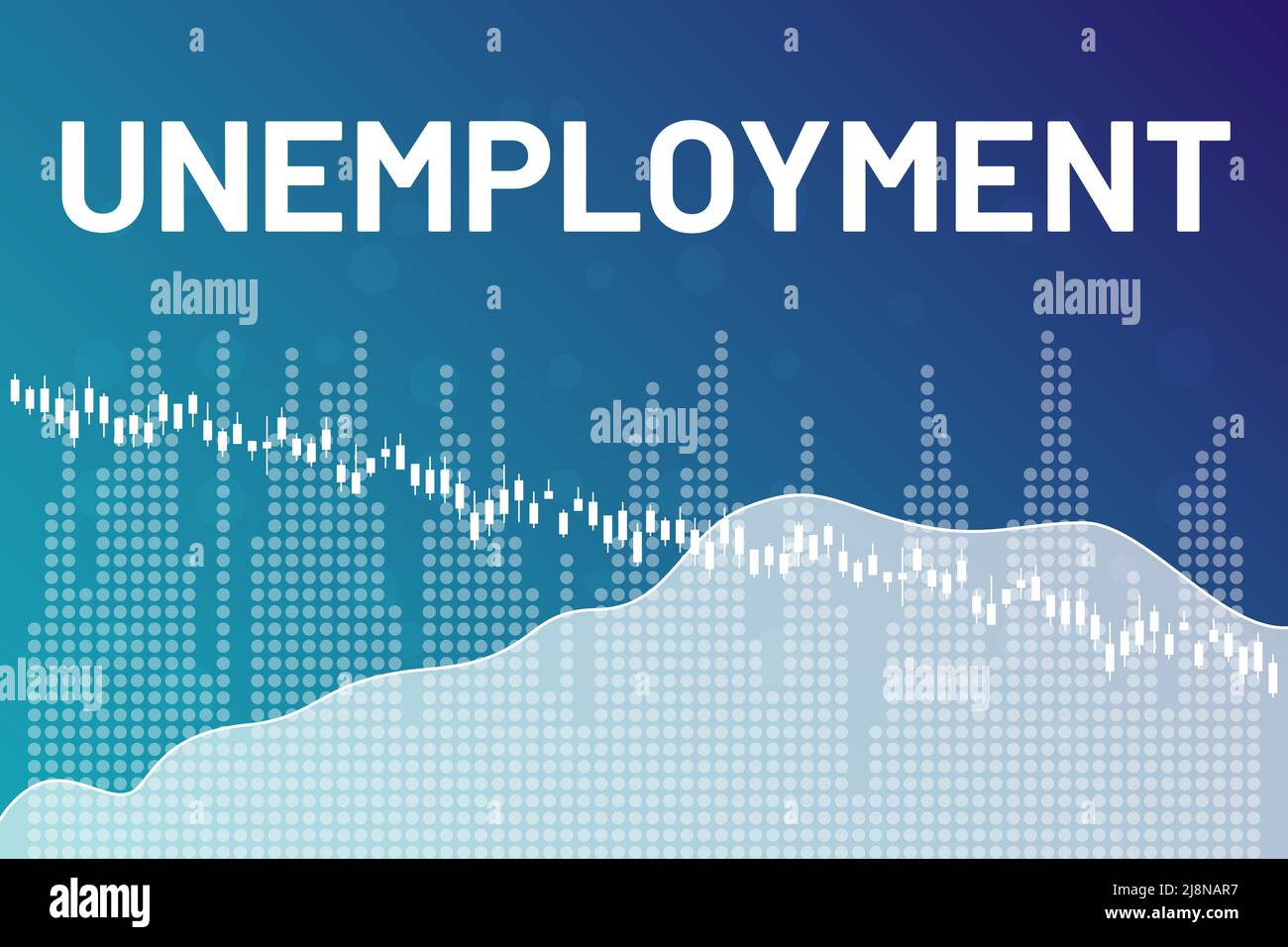 Word Unemployment on blue finance background. Global economy concept ...