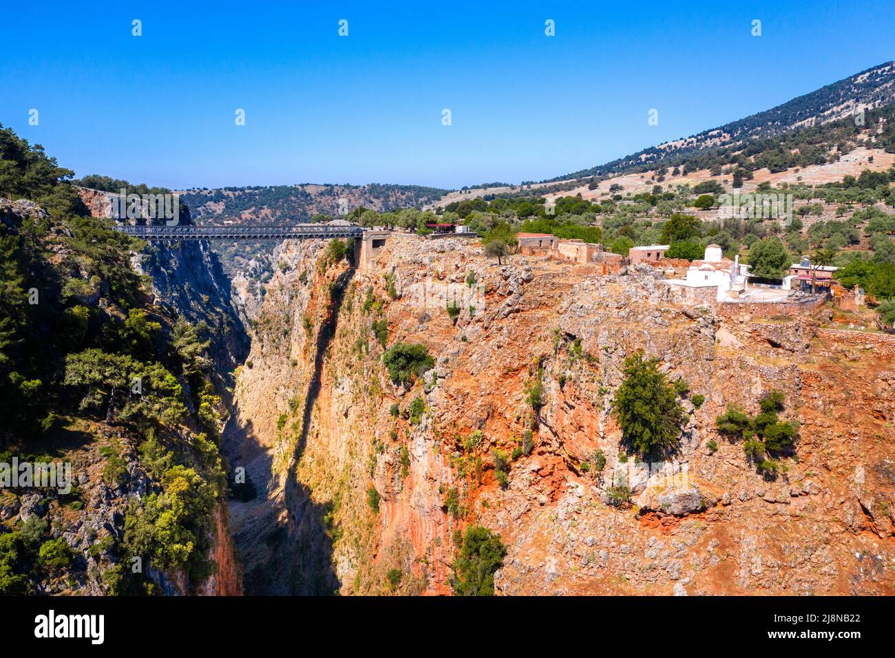 Metal Bridge over the Aradena Canyon, Chania, Crete, Greece Stock Photo ...