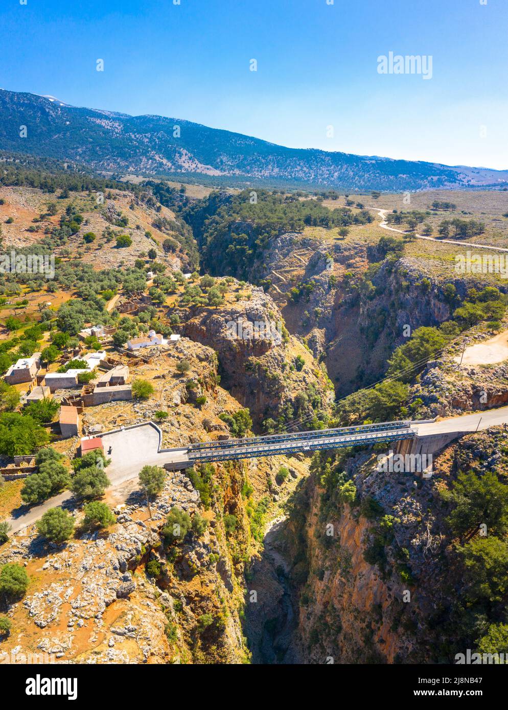 Metal Bridge over the Aradena Canyon, Chania, Crete, Greece Stock Photo ...