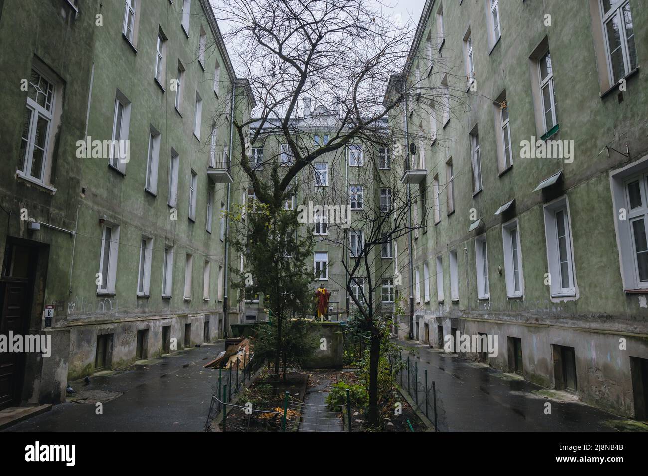 Inner court of old tenement house on Targowa Street in Praga-Polnoc ...