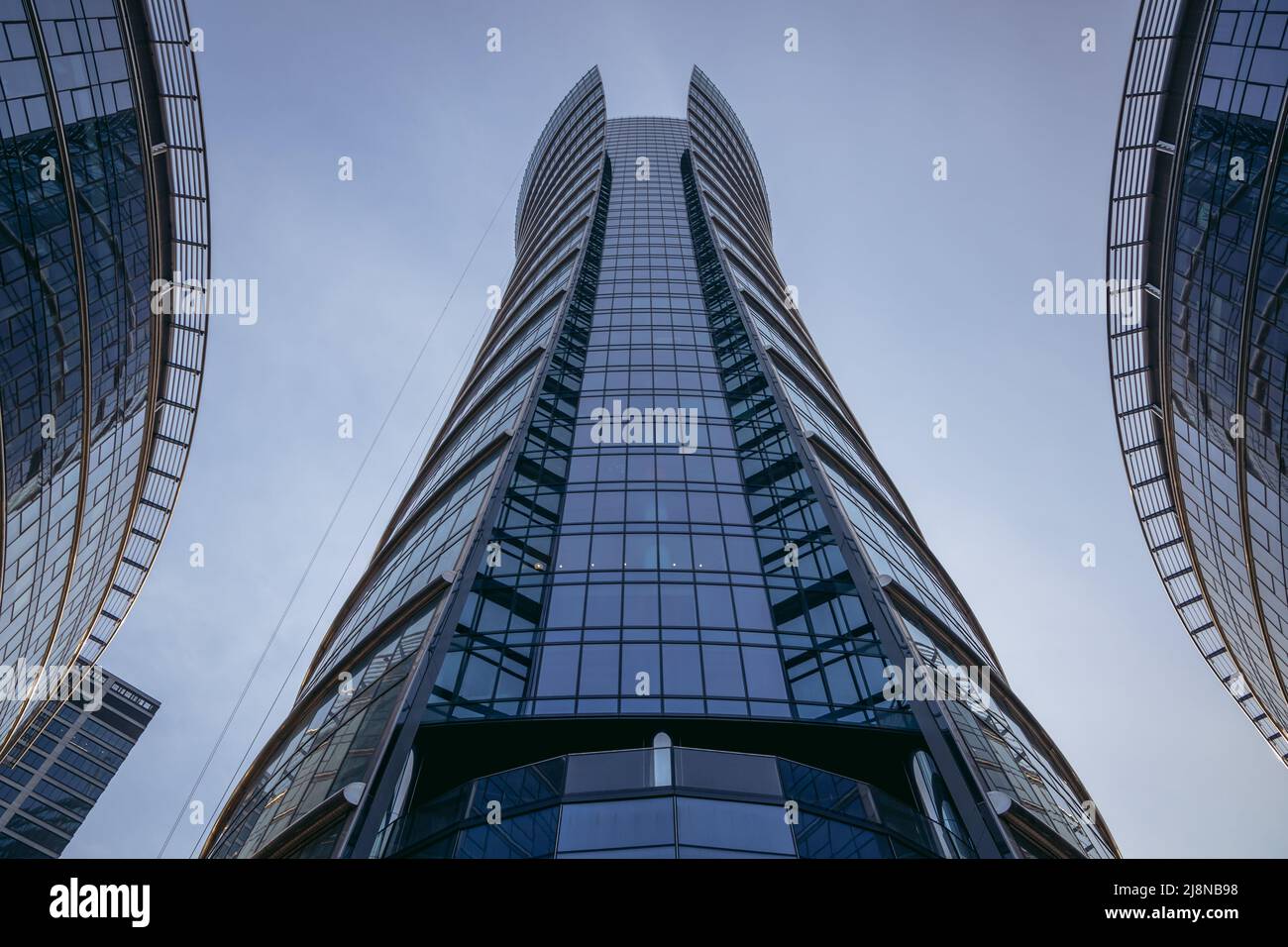 Main tower of Warsaw Spire complex of office buildings in Warsaw ...
