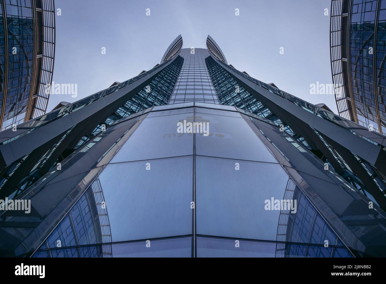 Main tower of Warsaw Spire complex of office buildings in Warsaw ...