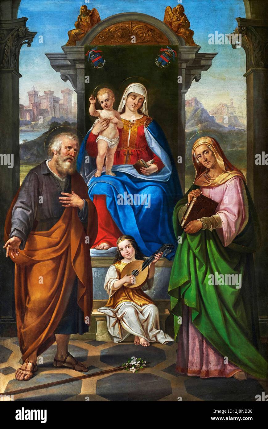 S.Gioachino,S.Anna e la Vergine col Bambino in trono - olio su tela ...