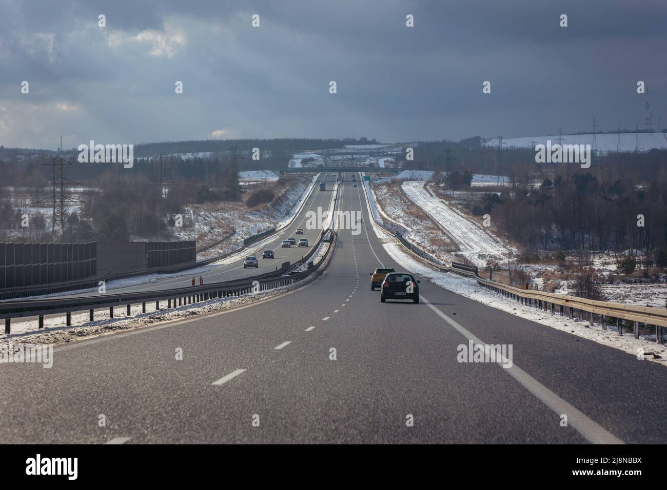 Expressway S7, major road in Poland, part of European route E77 view ...