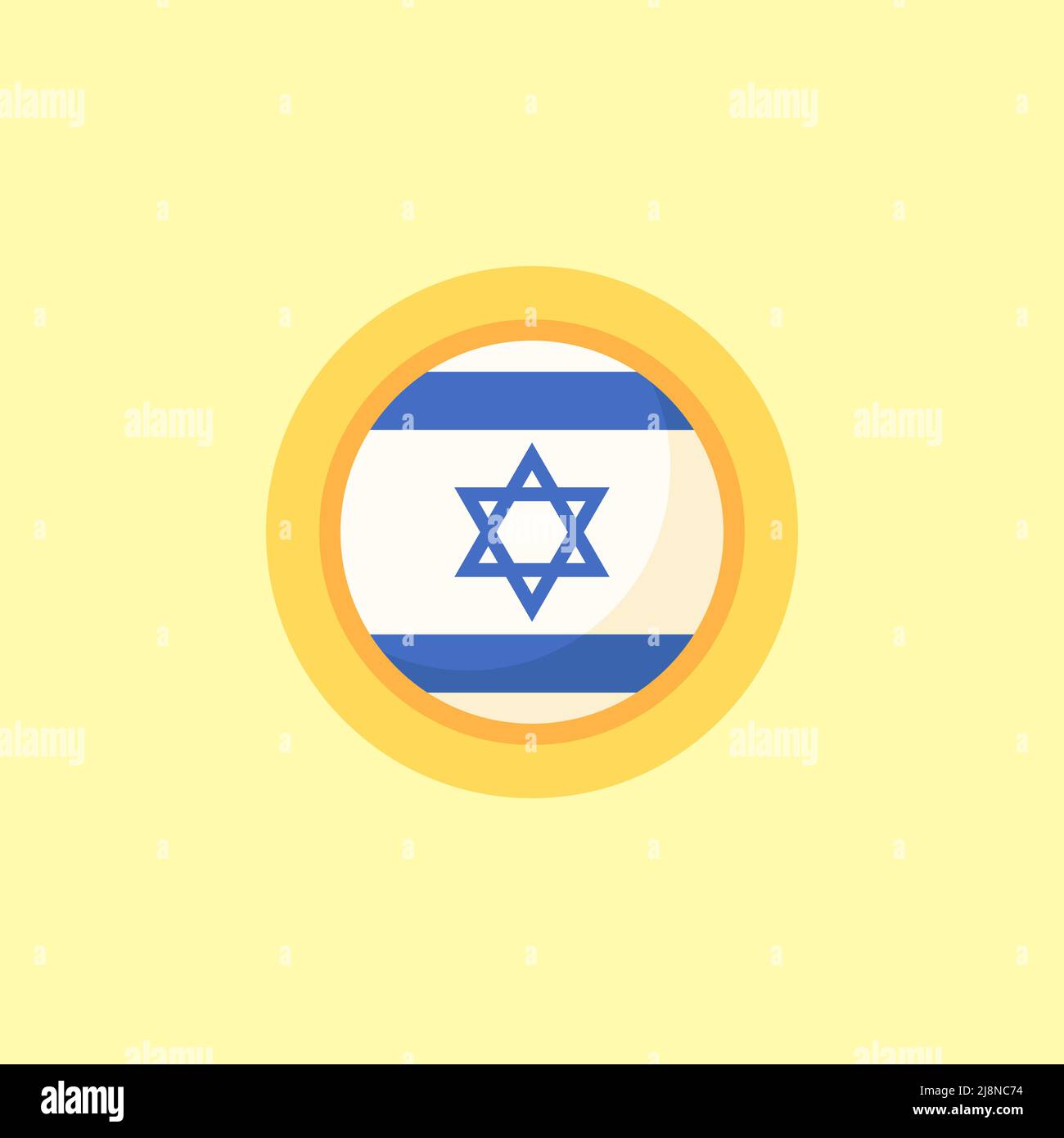 Flag of Israel with round frame. Flat design style Stock Vector Image ...