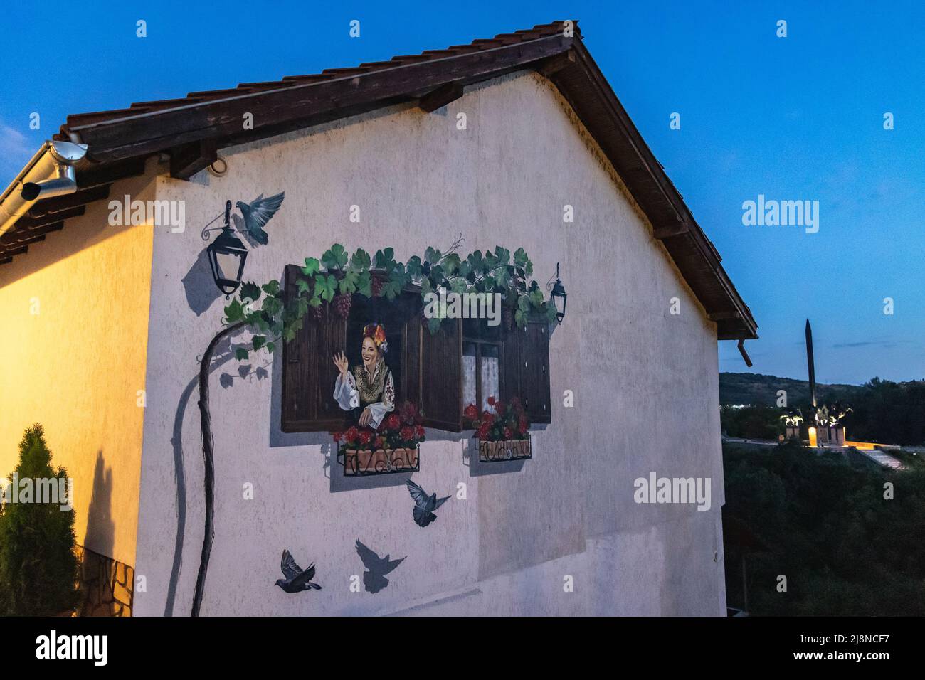 Painting on a house on General Gurko Street in historic part of Veliko ...