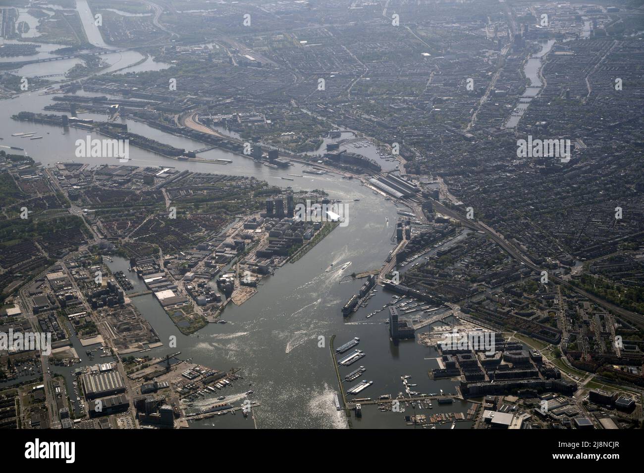 Amsterdam harbor aerial view panorama landscape Stock Photo - Alamy