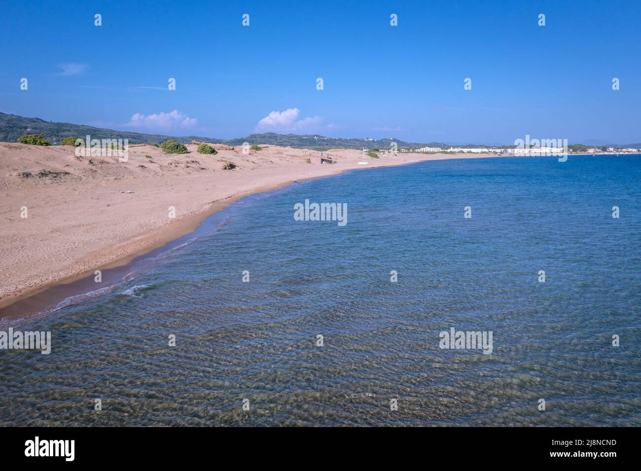 Ionian Sea with Halikounas Beach over Korission coastal lagoon located ...
