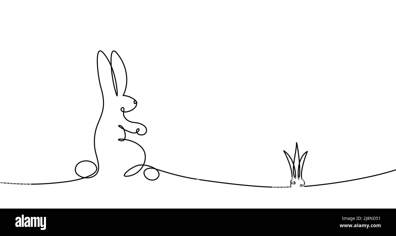 Easter Bunny Continuous One Line Drawing Bunny Minimalist Contour ...