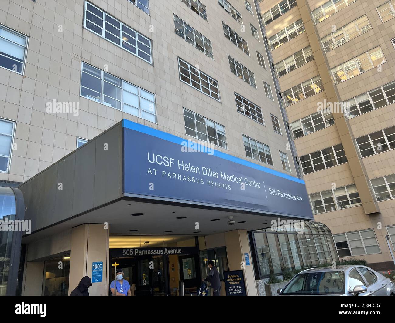 Facade and entrance at Mount Parnassus campus of University of ...