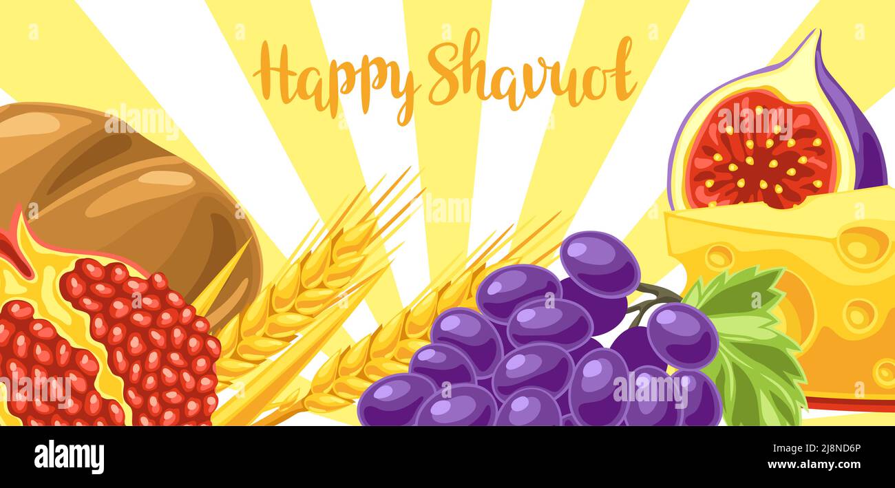 Happy Shavuot greeting card. Holiday background with Jewish festival ...
