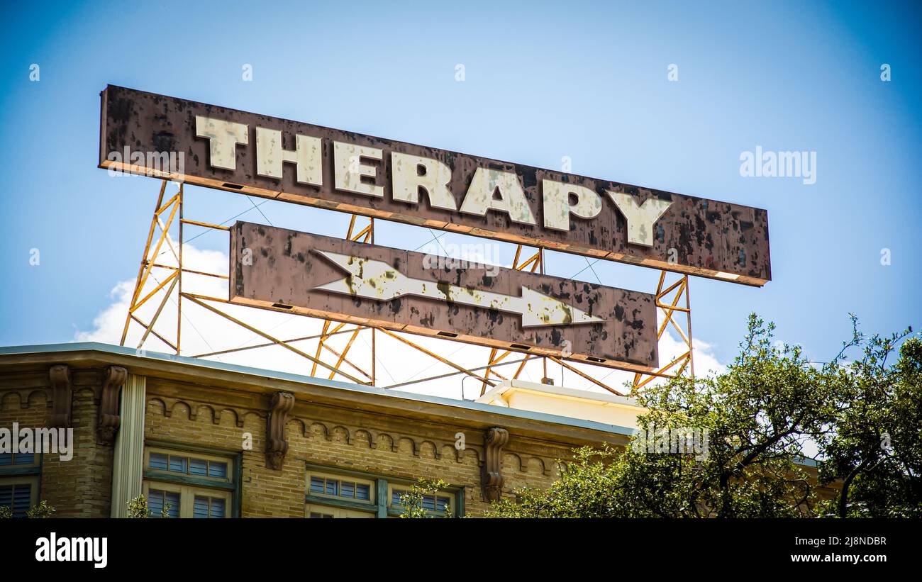 Street Sign the Direction Way to Therapy Stock Photo - Alamy
