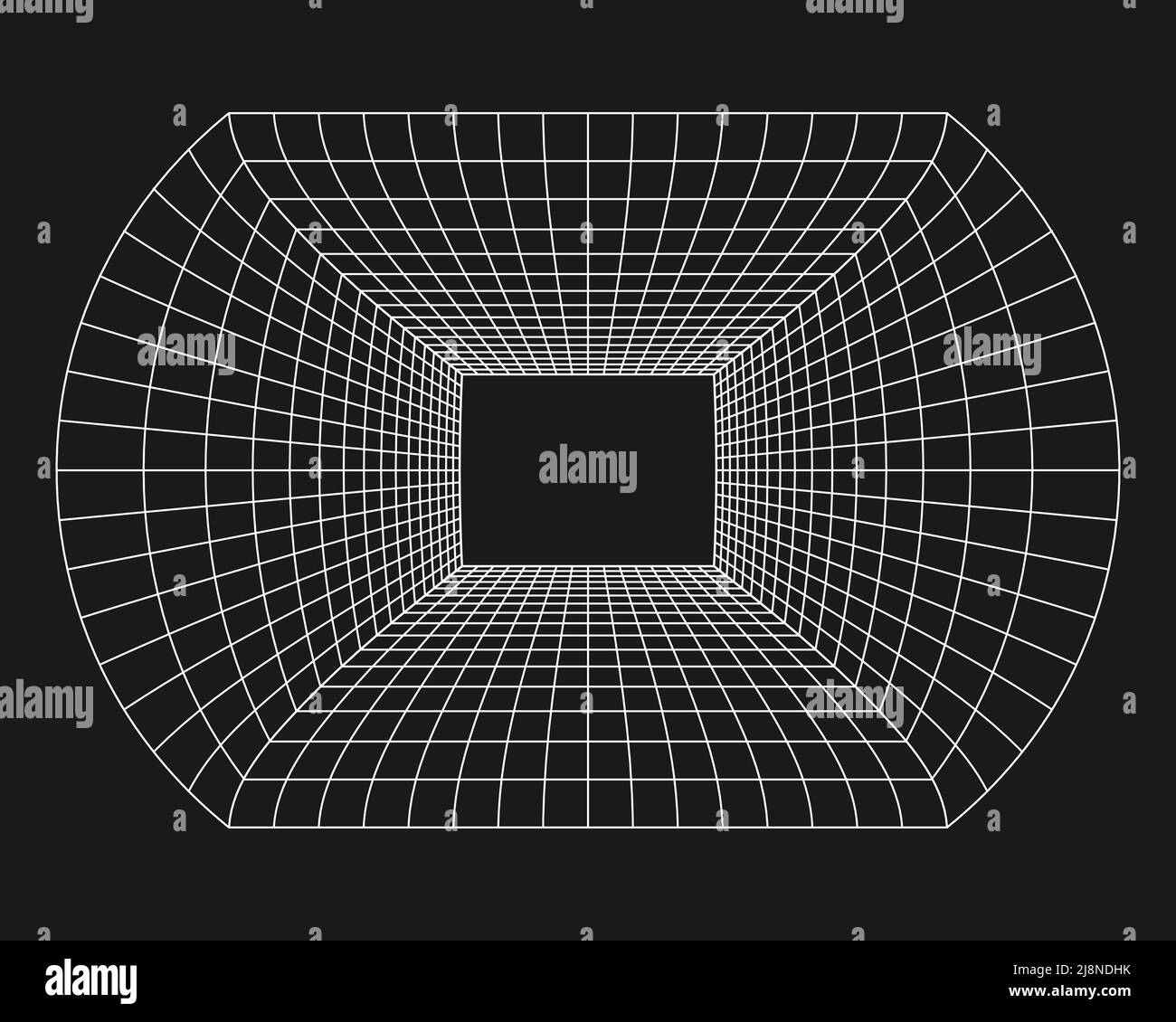 Cyber grid, retro punk perspective rectangular tunnel. Grid tunnel ...