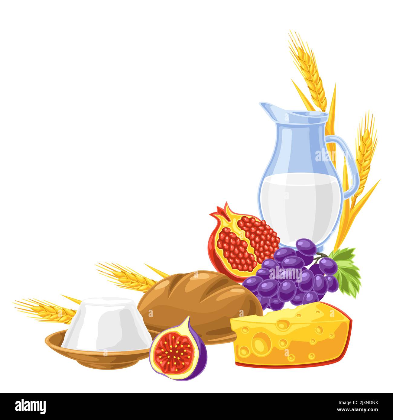 Happy Shavuot decorative frame. Holiday background with Jewish festival ...
