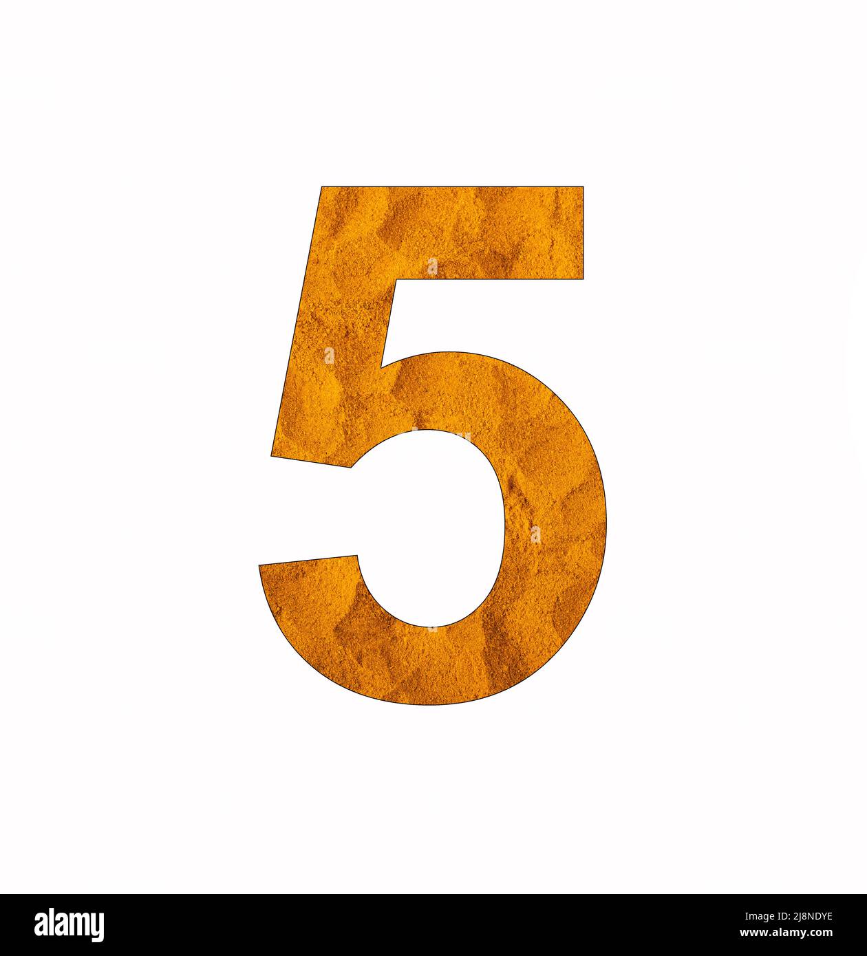 Number 5 - Five digit on turmeric background Stock Photo - Alamy