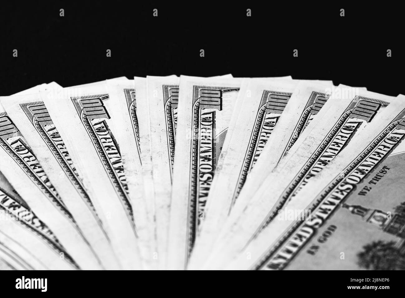 Us 100 dollar bill pile Black and White Stock Photos & Images - Alamy