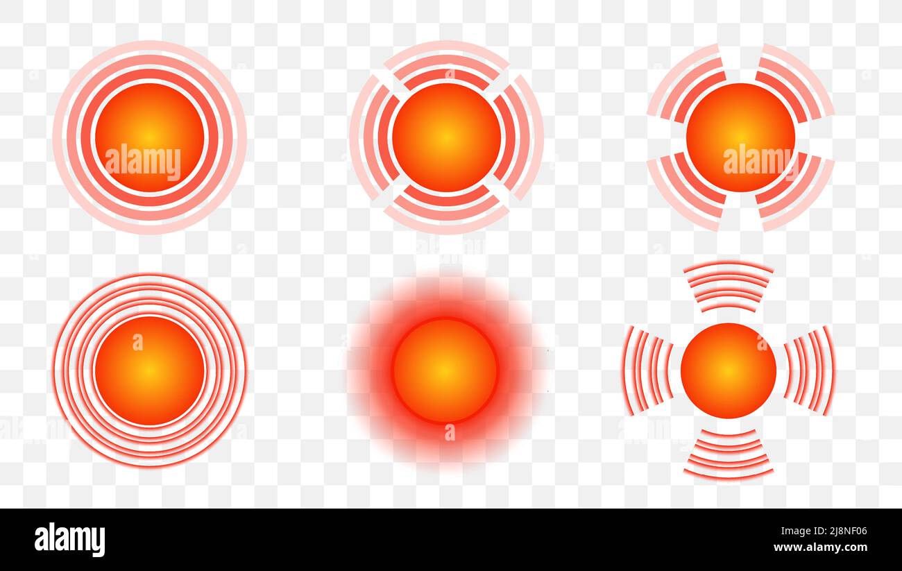 Point pain Pain localization mark Set of abstract symbols of pain Red ...