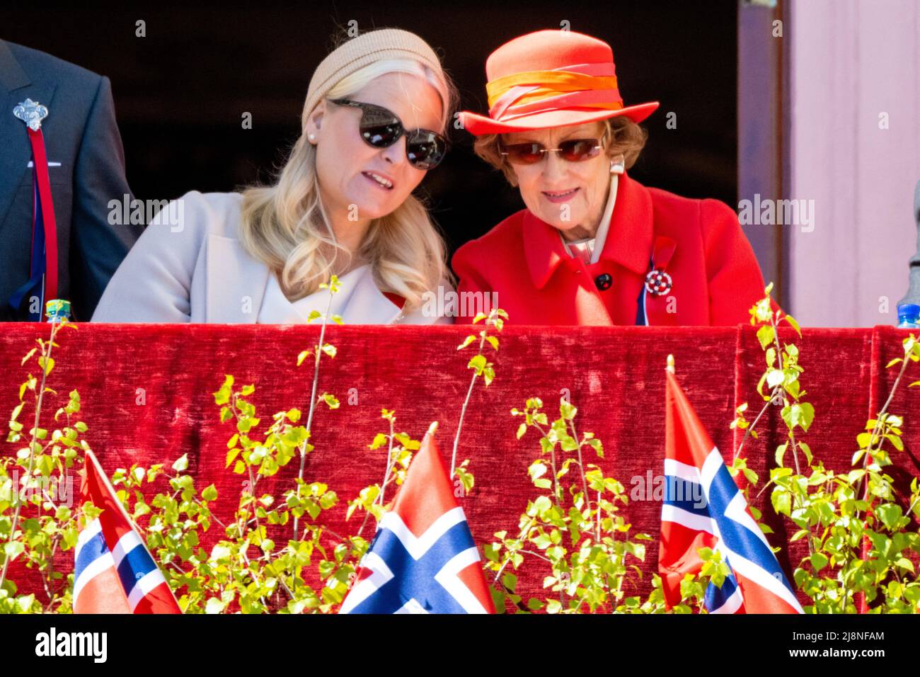 Queen Sonja and Crown Princess Mette-Marit during the celebrations of ...