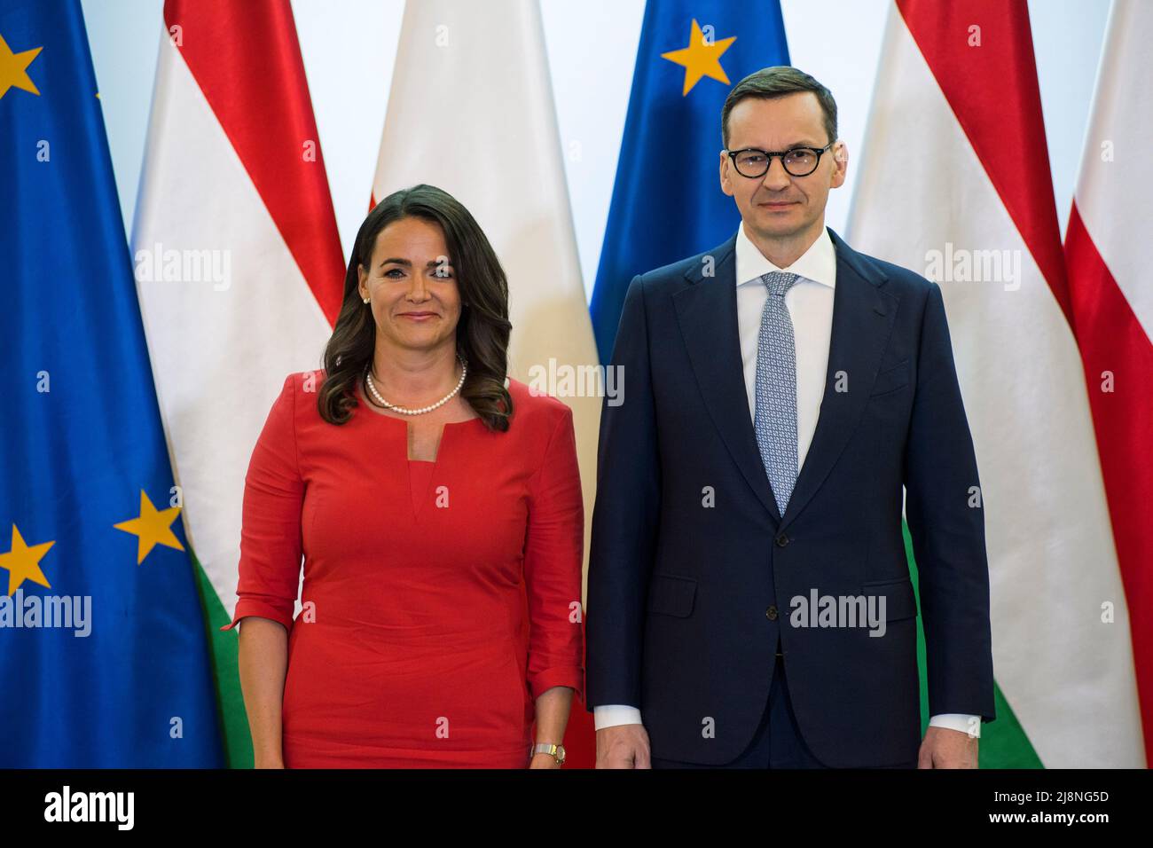 Warsaw, Poland. 17th May, 2022. Katalin Novák and Mateusz Morawiecki ...
