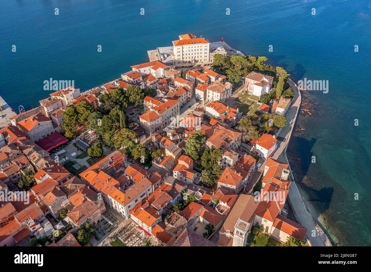 Aerial view to Porec old town, popular travel destination in Istria ...